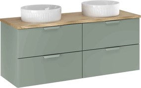 Comad Koupelnová skříňka s deskovými umyvadly set Aster Green 120 zelená/dub cremona