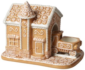 Vánoční svícen WINTER BAKERY DECORATION Perníková chaloupka s vláčkem