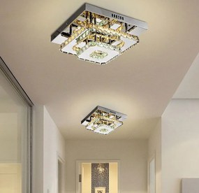 Toolight, LED 24W krystalová stropní lampa čtvercová APP410-C, chromová-zlatá, OSW-65008