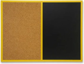 Toptabule.sk  Kombinovaná tabule černá v žlutém dřevěném rámu COLOR 90x60 cm