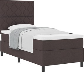 Postel s boxspringem s čelo Tmavě hnědá 90 x 190 cm textil 3339430