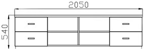Komoda K10 - buk Moření: B71, Úchyty: Úchyt - kód 12191, Typ pojezdu: Soft close/tip on