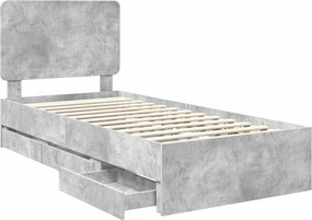 Rám postele s čelo Betonově šedá 75 x 190 cm Inženýrské dřevo 3412647