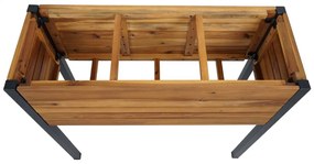 Květináč HWC-L22, 75x81x30cm, hliník, akáciové dřevo - hnědá