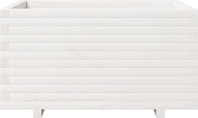 Zahradní truhlík bílý 90 x 60 x 49,5 cm masivní borové dřevo 3282565