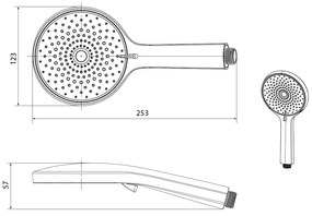 Sapho Sapho, Ruční masážní sprcha, 4 režimy, silikon trysky, průměr 123mm, chrom, 1204-10