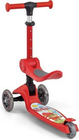 Tříkolová balanční koloběžka-scooter se sedátkem FUZZY Milly Mally red