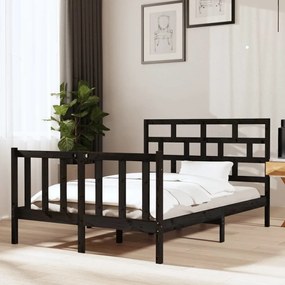 vidaXL Rám postele masivní borovice 135 x 190 cm Double [3101325] Barva: Černá