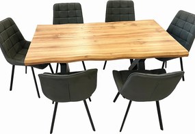Vikio Jídelní set pro 6 osob 140x90 cm dub, šedá samet VJS114-61S-S