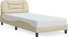 Rám postele s LED bez matrace Hvar krémový 90 x 200 cm textil 3213681