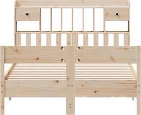 Postel s knihovnou bez matrace 135 x 190 cm masivní borovice 3323041