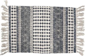 Béžovo-černý koberec s orientálním motivem a třásněmi - 60*90 cm
