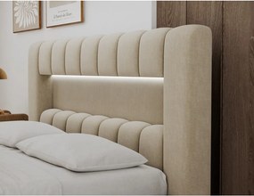 Béžová čalouněná dvoulůžková postel s úložným prostorem s roštem 180x200 cm Lamica – ELTAP