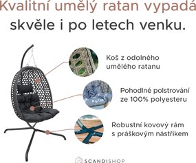 Závěsné křeslo MOLINE s černým stojanem, béžové