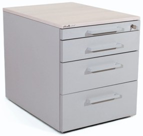 STEELCASE Kontejner, Steelcase, v51xš43,5xh58,5 akácie/šedá, tužkovník, klíč, zámek
