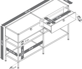 Tchibo - Kovový konzolový stůl »Cn3« se 2 zásuvkami - barva: bílá