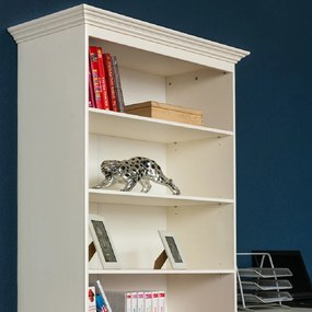 Massive home | Bílá knihovna Belluno Elegante z masivu s bílou deskou