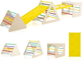 Costway 5 v 1 Montessori lezecký trojúhelník a kostka s dřevěnou posuvnou deskou