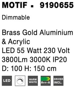 LED lustr Motif 100 zlaté stmívatelné