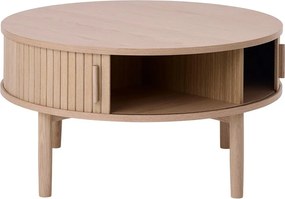 Kulatý konferenční stolek v dekoru dubu ve světle přírodní barvě ø 85 cm Meta – Unique Furniture