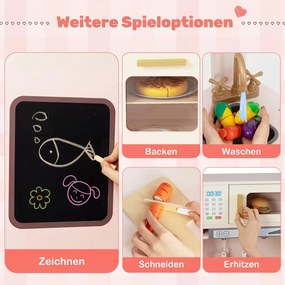 Costway Dětská kuchyňka včetně 22 doplňků rohová kuchyňka na hraní se světelnou