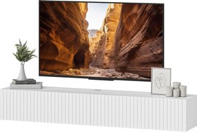 HOMCOM závěsný televizní nábytek 140 cm, TV lowboard pro televize až 182,9 cm, 2 výklopné dveře, 140x25x22 cm, bílá