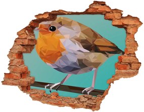 Wallmuralia Díra 3D fototapeta nálepka Pták Červenka obecná 90x70 cm