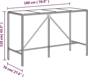9dílný zahradní barový set s poduškami šedý polyratan 3187638