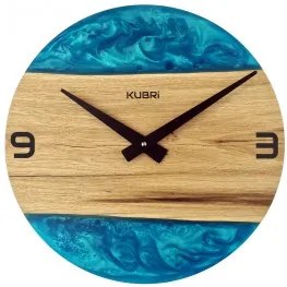 KUBRi 0180A - Luxusní dubové hodiny s epoxidovými doplňky