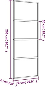 vidaXL Posuvné dveře 76 x 205 cm čiré ESG sklo a hliník [151656] Barva: Bílá