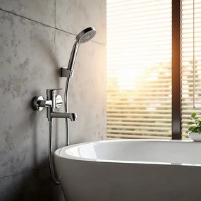 Kuchinox Atez, nástěnná vanová baterie s ruční sprchovou soupravou, chromová, LAV-BTK_011D