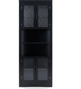 Costway Kuchyňská skříňka úzká rohová s 4 skleněnými dvířky a 6