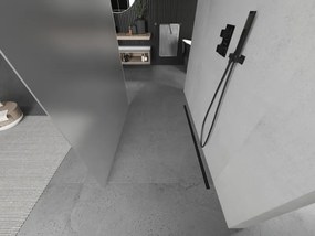 Mexen Kioto, průchozí sprchová zástěna 100 x 200 cm, 8mm sklo námraza, 2x černá stabilizační rozpěra, 800-100-002-70-30
