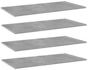 Police na knihy 4 ks betonově šedé 80x30x1,5cm kompozitní dřevo