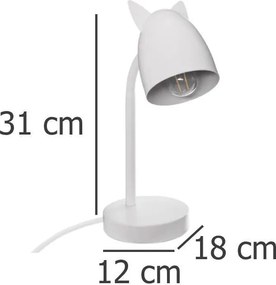 Stolní lampa OREILLLES ROSE, kov, barva bílá