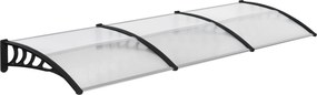 Outsunny Plachta Křídla pro Přední Dveře 303 x 96 x 27 cm s Ochrannou proti UV, Ochrana proti dešti, Slunečník pro Venkovní Použití, Hliník Černý