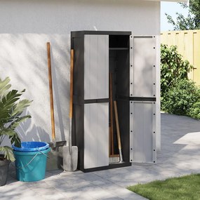 vidaXL Zahradní úložná skříň šedá a černá 65 x 37 x 165 cm PP