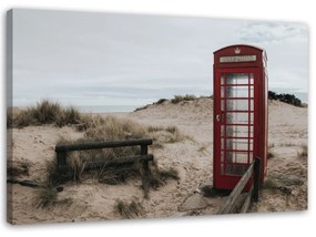 Obraz na plátně Telefonní budka Beach London - 120x80 cm