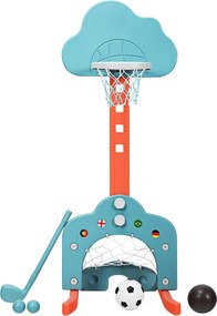 Costway 3 v 1 Dětské hřiště s výškově nastavitelným basketbalovým košem