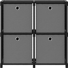 Výstavní police 4 přihrádky s boxy černá 69x30x72,5 cm textil 322599