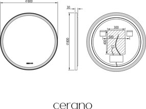 CERANO - Koupelnové LED zrcadlo Rivo, kovový rám - černá matná - Ø 80 cm