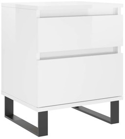 Noční stolek bílý s vysokým leskem 40x35x50 cm kompozitní dřevo