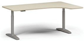 Výškově nastavitelný stůl OBOL, elektrický, 675-1325 mm, levý/pravý, deska 1800x1200 mm, šedá zaoblená podnož, bílá