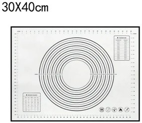Silikonová kuchyňská podložka s měřítkem - nepřilnavá (v 8 velikostech) Barva: Černá, Velikost: 40x30 cm