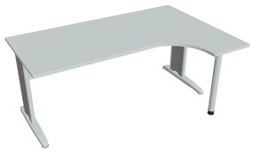 Stůl ergo oblouk levý 180×120/80 cm - Hobis Cross CE 1800 L Dekor stolové desky: šedá, Dekor lamino podnože: šedá, Barva nohou: Stříbrná
