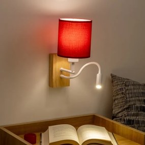 Brilagi-LED Nástěnná lampa NUBILA WOOD 1xE27/25W/230V+LED/3W dub/pompej. červená