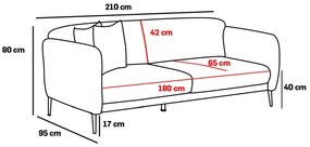 HANAH HOME Třímístná pohovka SIMENA šedá 210 cm 825BLC2838