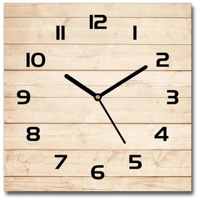 Wallmuralia Skleněné hodiny čtverec Dřevěné pozadí 30x30 cm