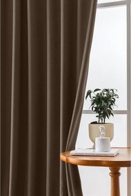 Hnědý zatemňovací závěs VELVET 140x270 cm Zavěšení: Řasící páska