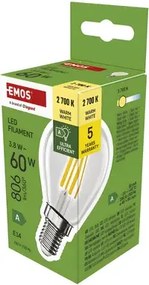 EMOS LED žárovka Filament Mini Globe 3,8W-60W E14 / teplá bílá / 806 l